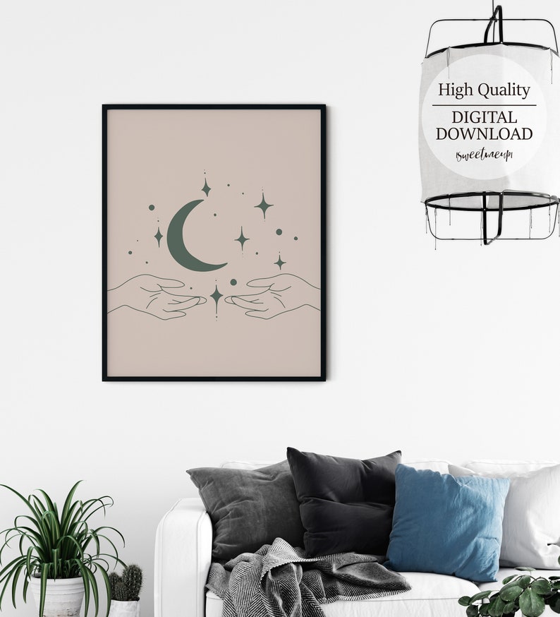 Moon Hand Printable Art Holding the Moon and Star Print - Etsy