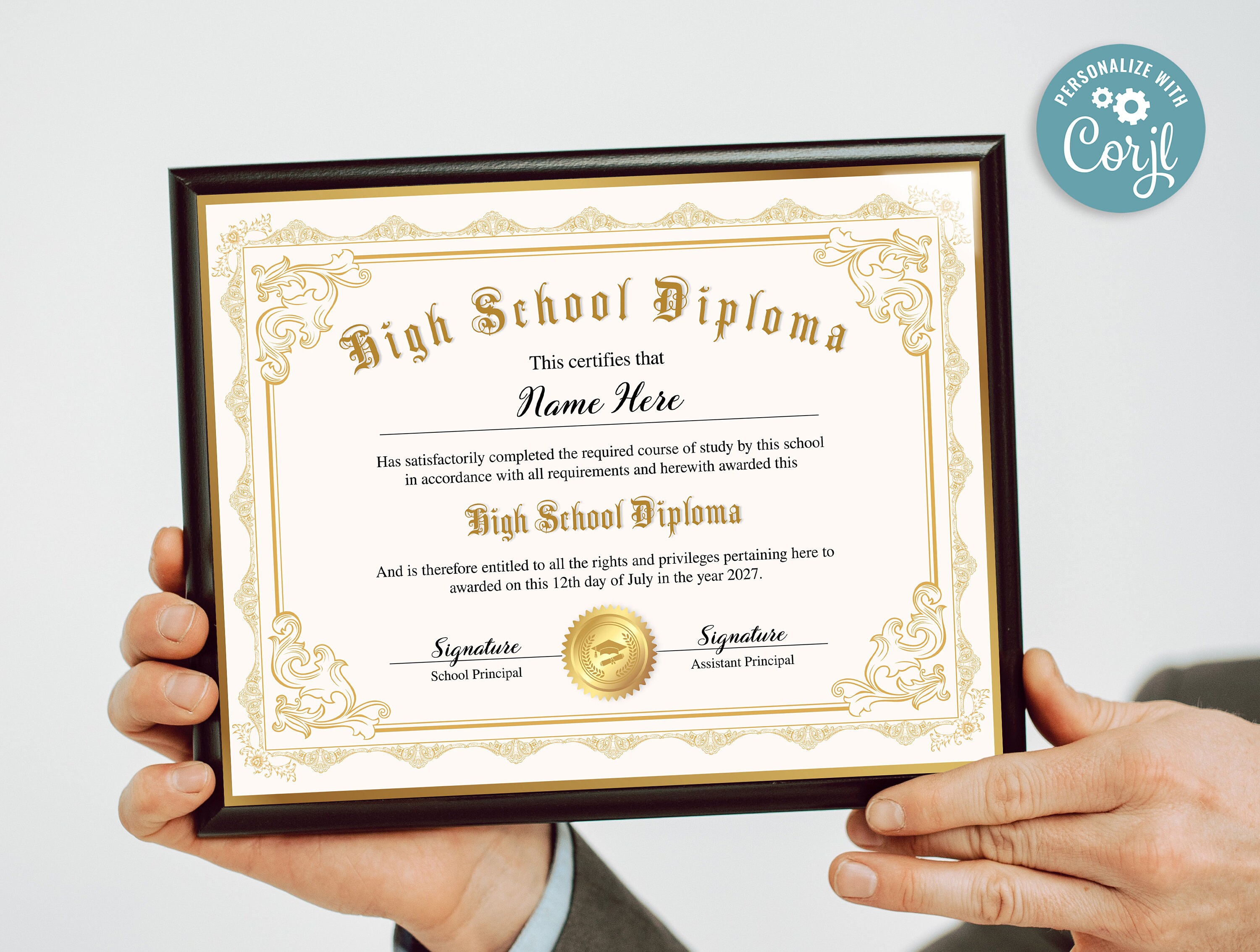 Editable High School Diploma Template Printable (Download Now) - Etsy