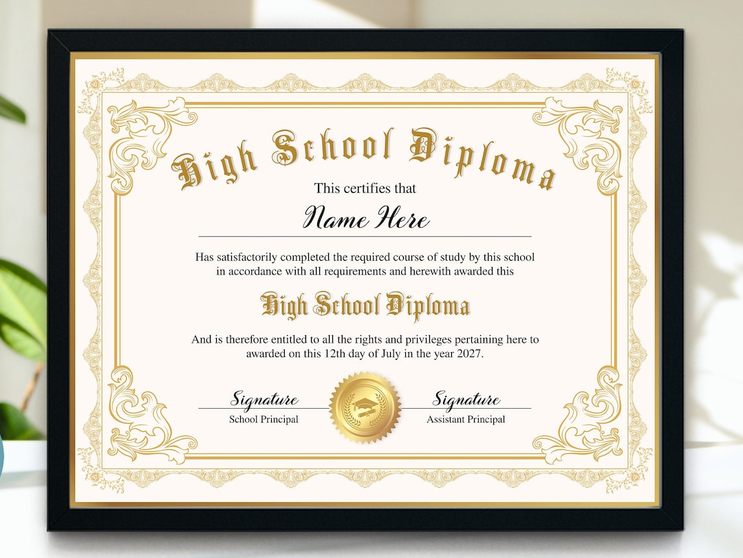 Editable High School Diploma Template Printable Homeschool - Etsy
