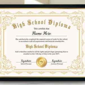 Editable High School Diploma Template Printable Homeschool - Etsy