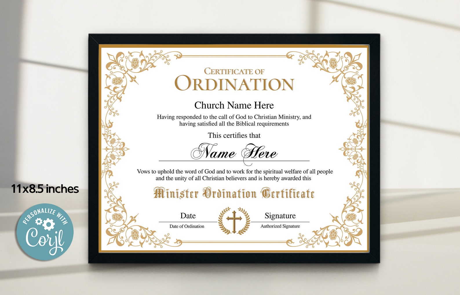 Certificate of Ordination Minister, Printable Editable Ordained ...