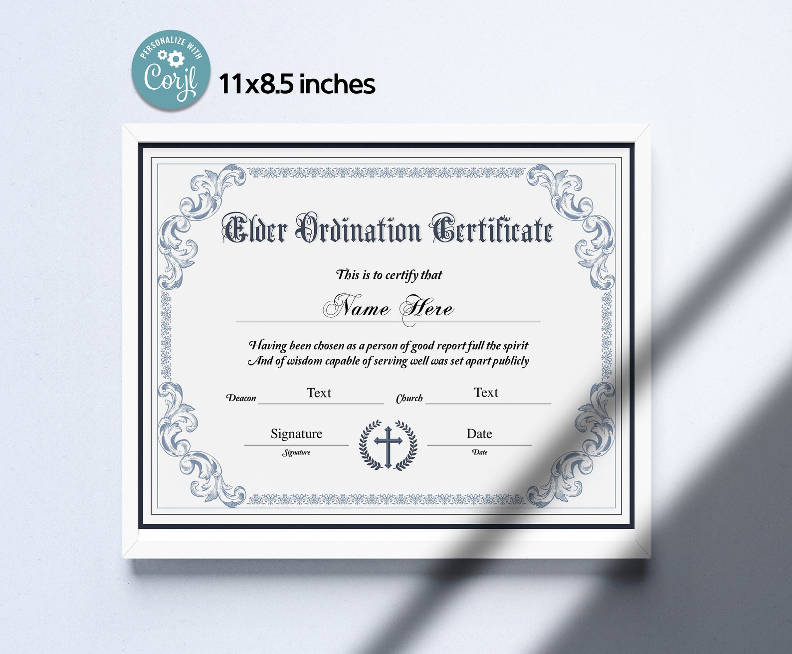 Elder Ordination Certificate Template, Editable Certificate of ...