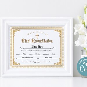 First Reconciliation Certificate, Editable Certificate of First ...