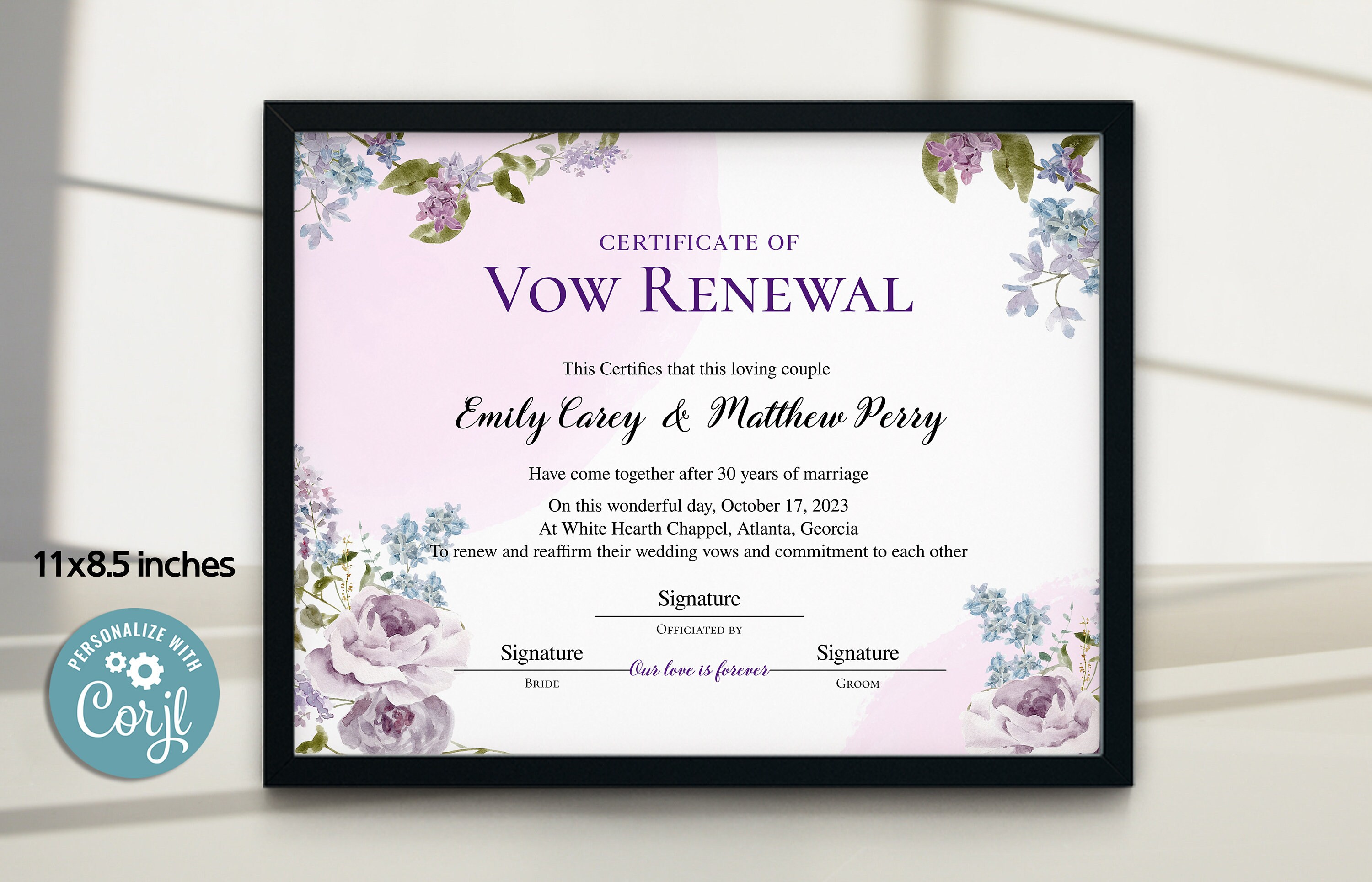 Vow Renewal Certificate Template Editable Wedding Certificate - Etsy