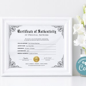 Printable Certificate of Authenticity Template, Editable Certificate of ...