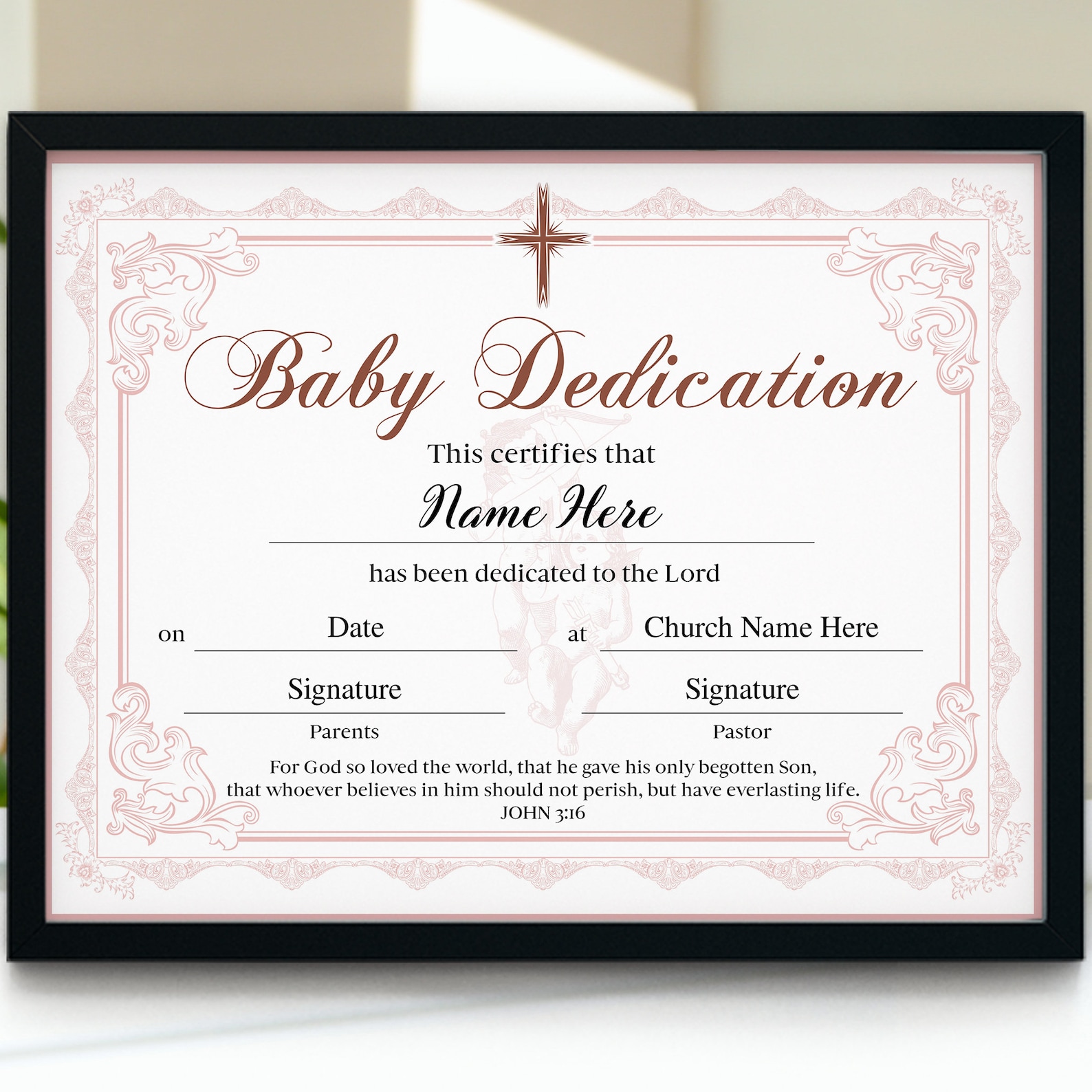 Baby Dedication Certificate, Baby Girl Dedication Certificate, 11x8.5 ...