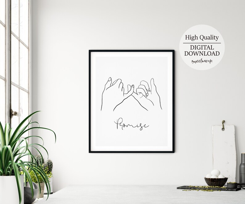 Pinky Swear Line Art Couple Line Drawing Pinky Promise Hands | Etsy