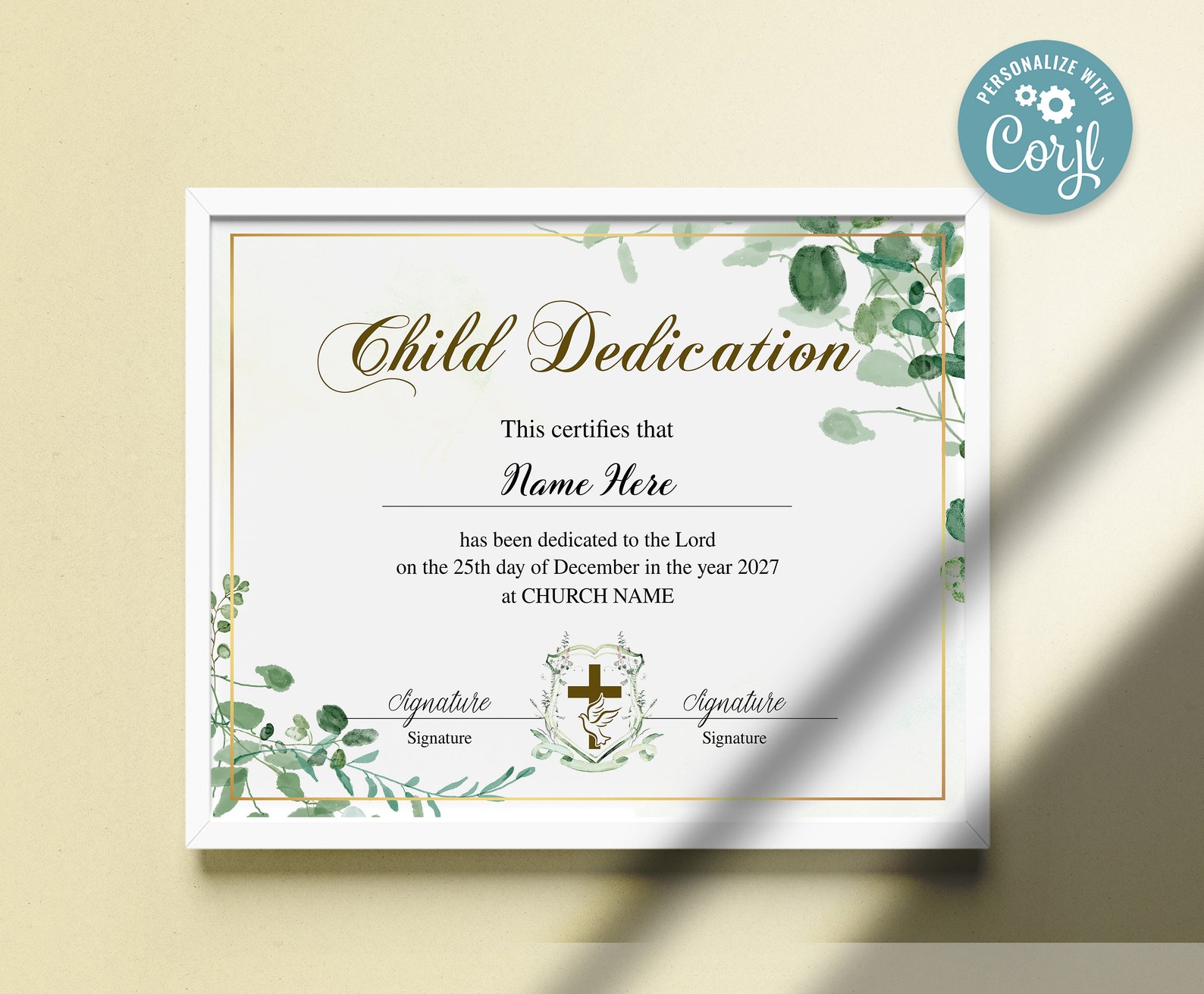 11x8.5 Child Dedication Certificate Printable Child - Etsy