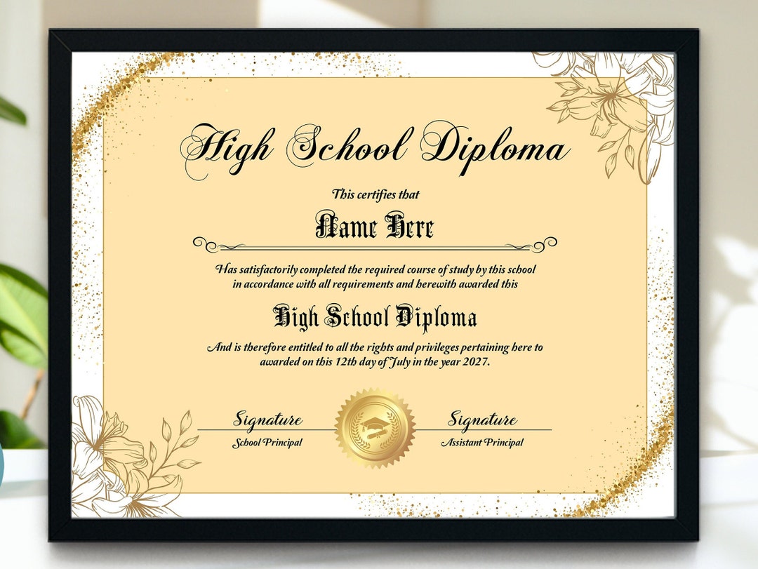 High School Diploma Printable Home School Diploma Editable - Etsy