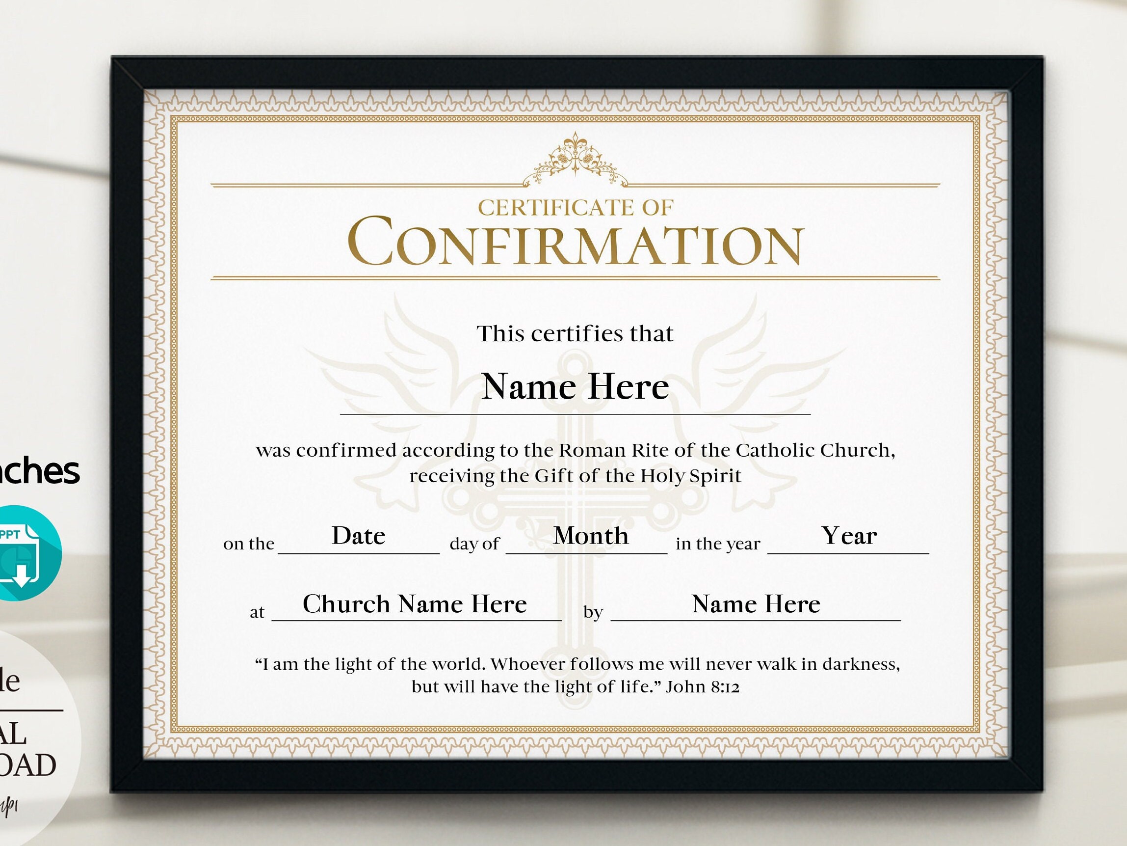 Gold Elegance Confirmation Certificate, Editable Confirmation ...