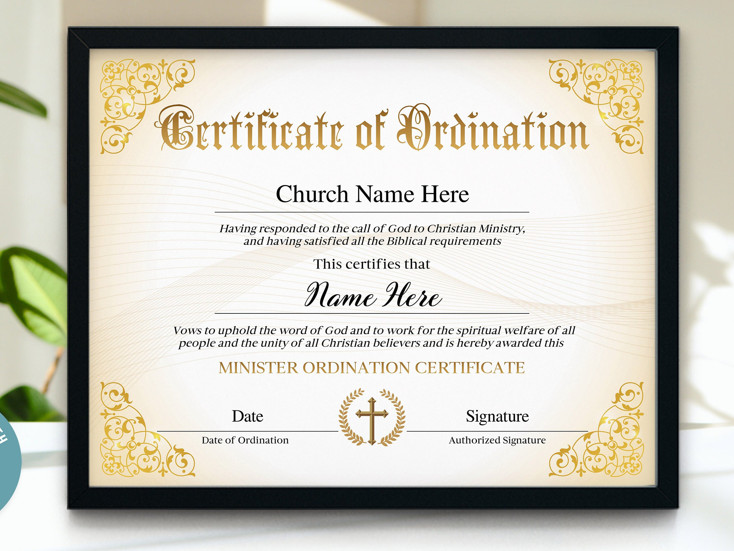 Editable Ordained Minister Certificate Template, Editable Licensed ...