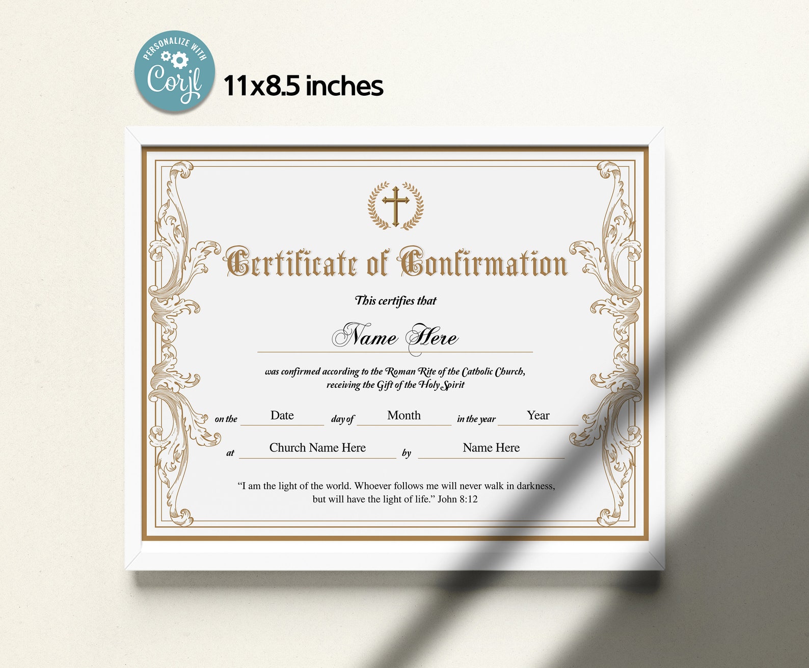 Certificate of Confirmation, 11x8.5 Gold Confirmation Certificate ...