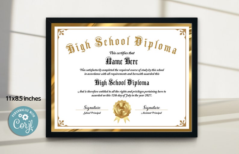 High School Diploma Template Printable Editable Home School - Etsy