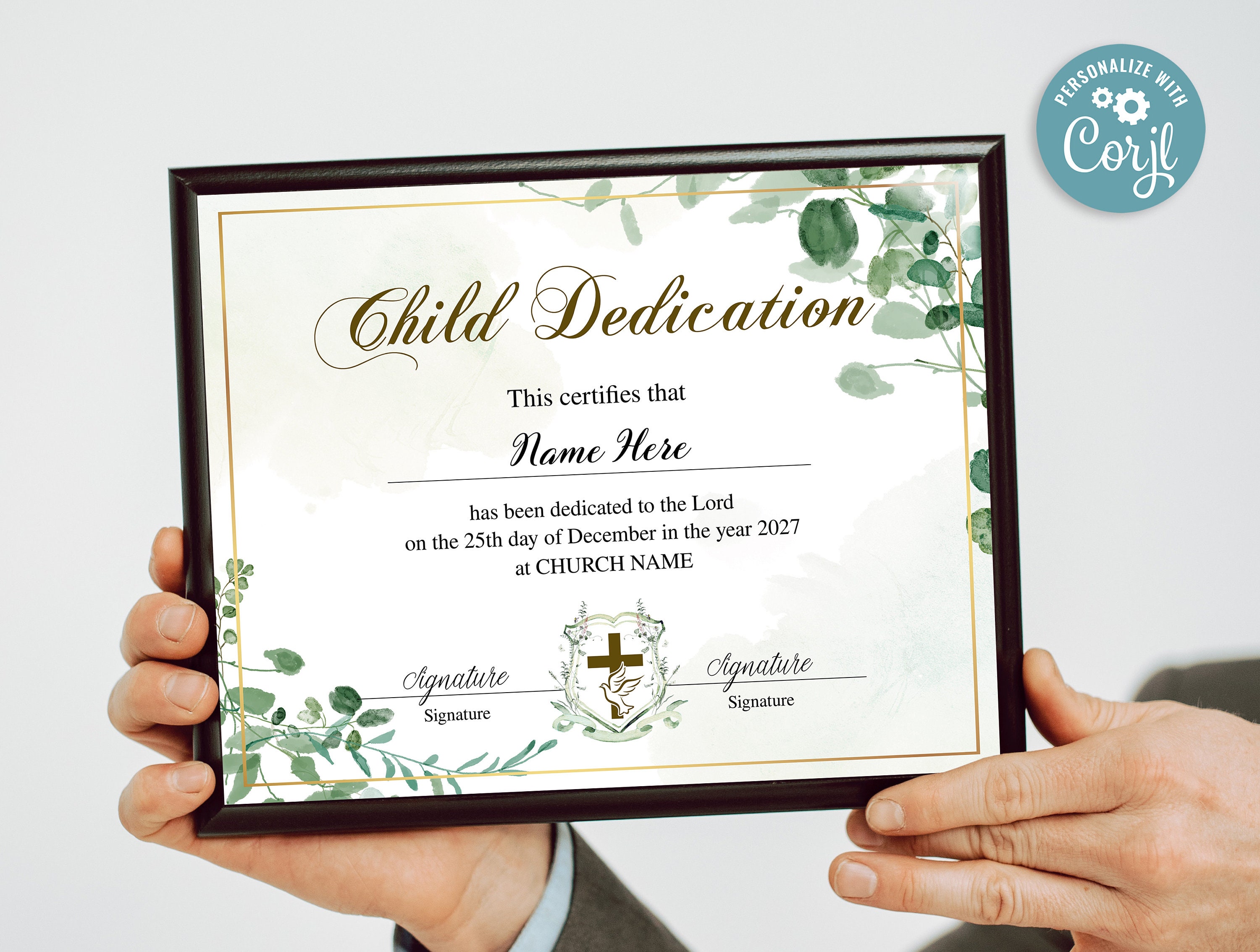 11x8.5 Child Dedication Certificate Printable Child - Etsy
