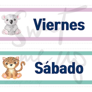 Spanish Days of the Week Printable, Spanish Days of the Week Safari ...