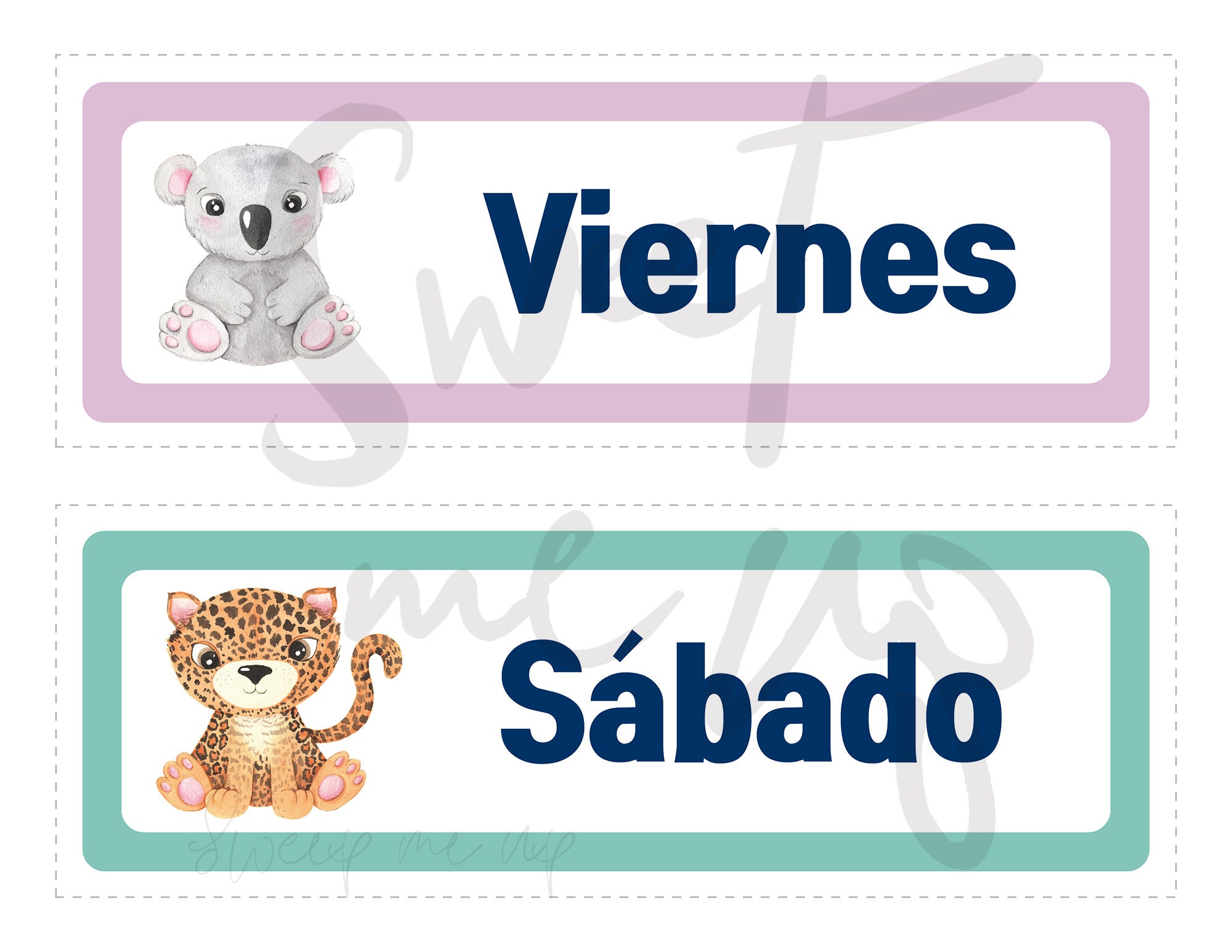 Spanish Days of the Week Printable, Spanish Days of the Week Safari ...