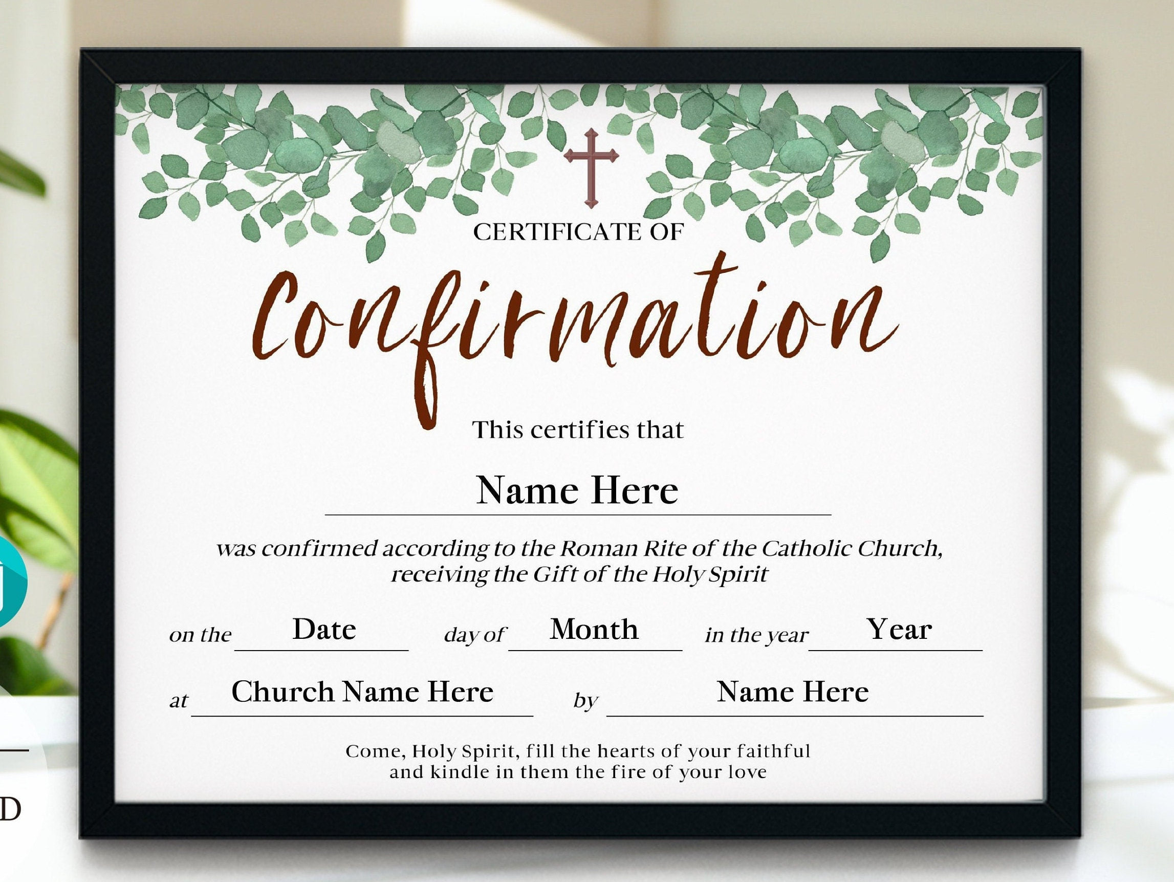11x8.5 Catholic Confirmation Certificate Download, Confirmation ...