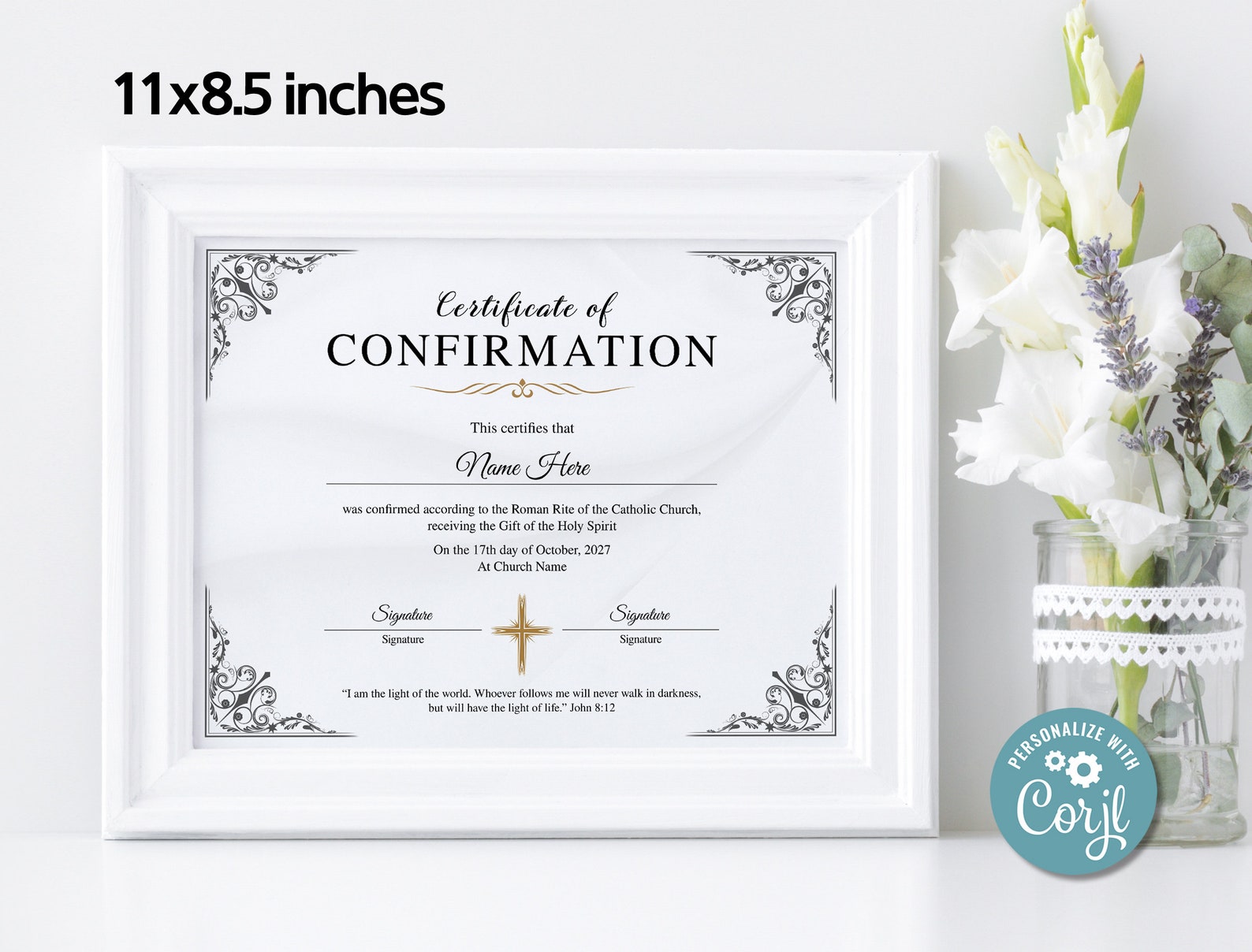 Printable Confirmation Certificate, Church Certificate Template, 11x8.5 ...