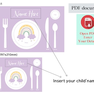 Personalized Name Montessori Printable Placemat, Rainbow Themed ...