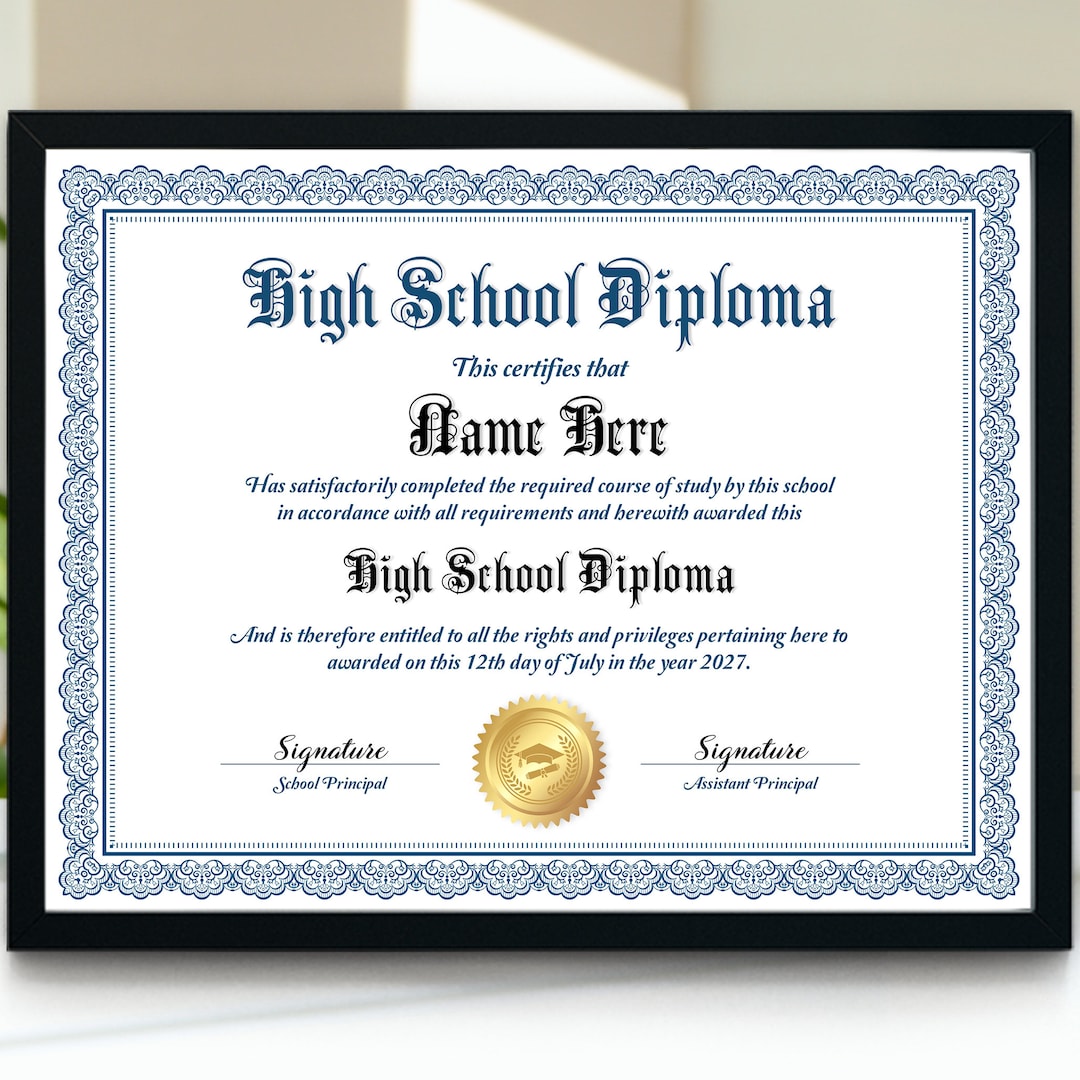 High School Diploma Template, Printable Editable Homeschool Diploma ...
