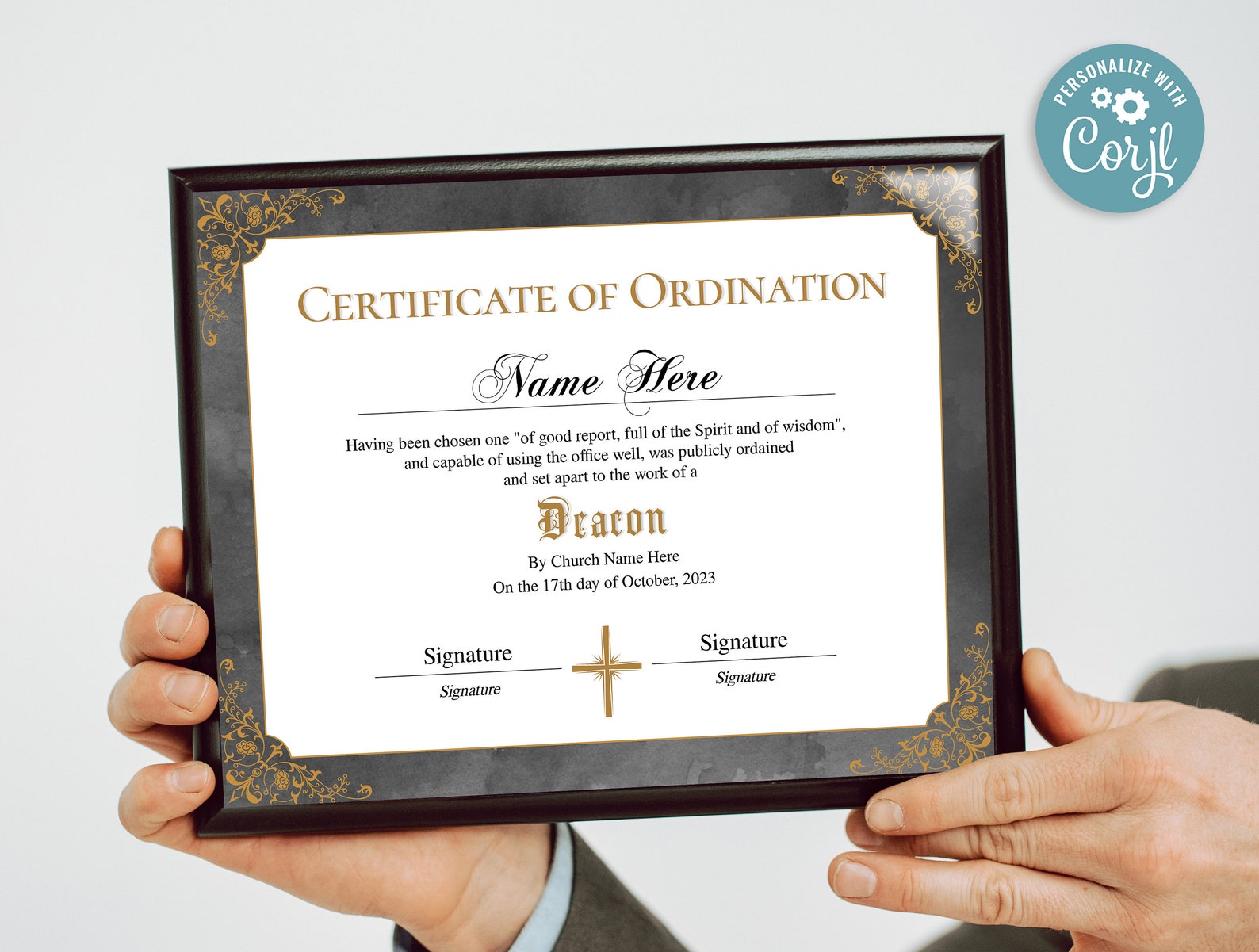 Deacon Ordination Certificate Template, 11x8.5 Printable Certificate of ...