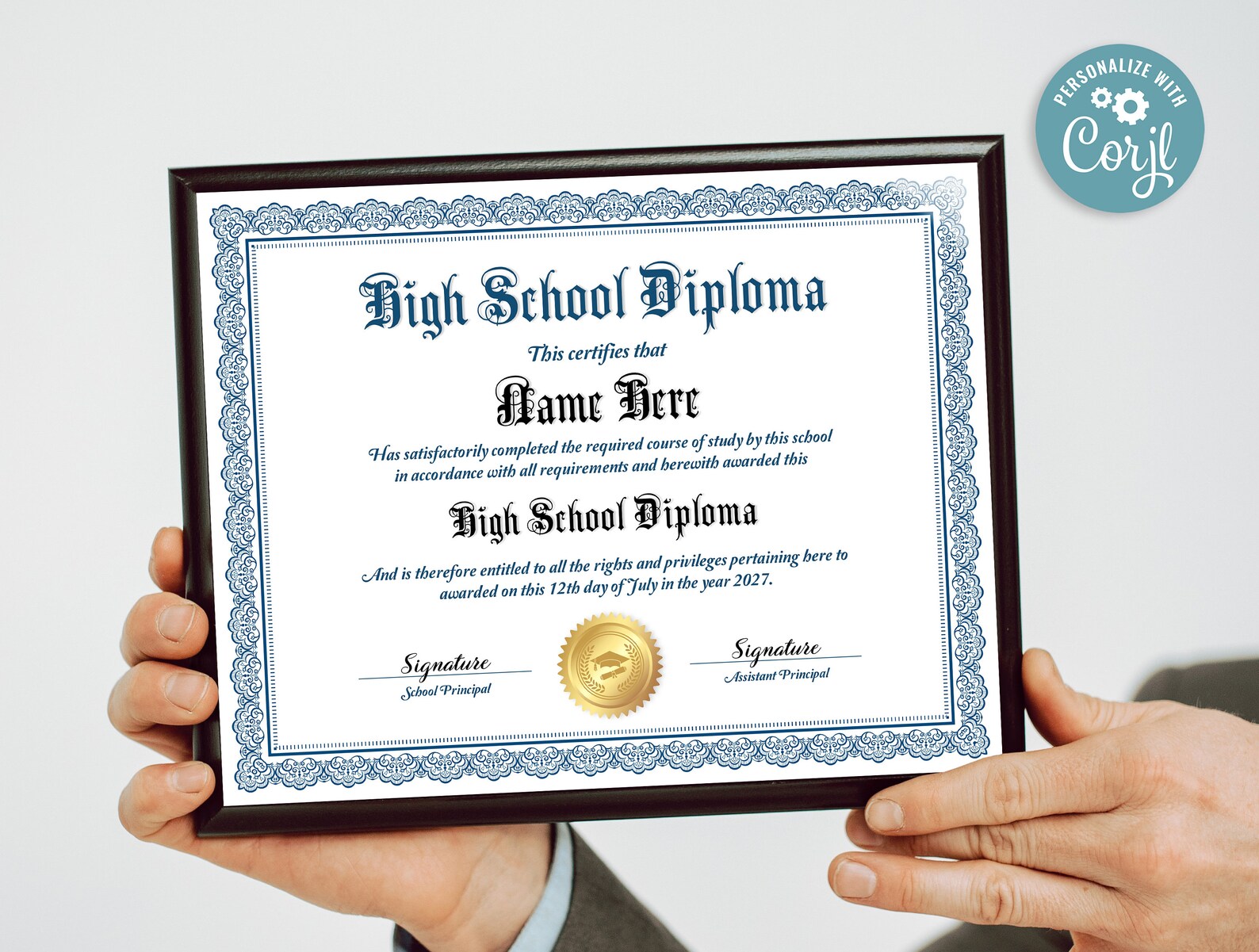 High School Diploma Template, Printable Editable Homeschool Diploma ...