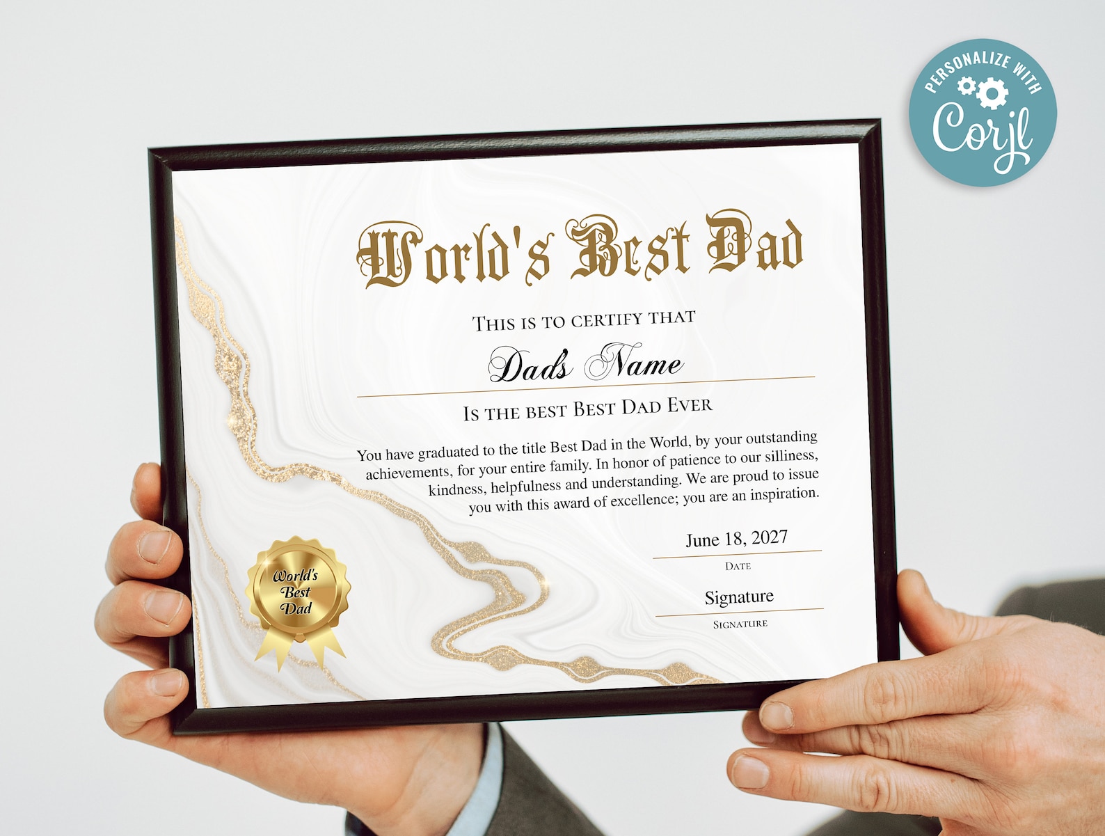 World's Best Dad Certificate Award, Printable Editable Best Dad Award ...