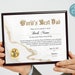 World's Best Dad Certificate Award, Printable Editable Best Dad Award ...