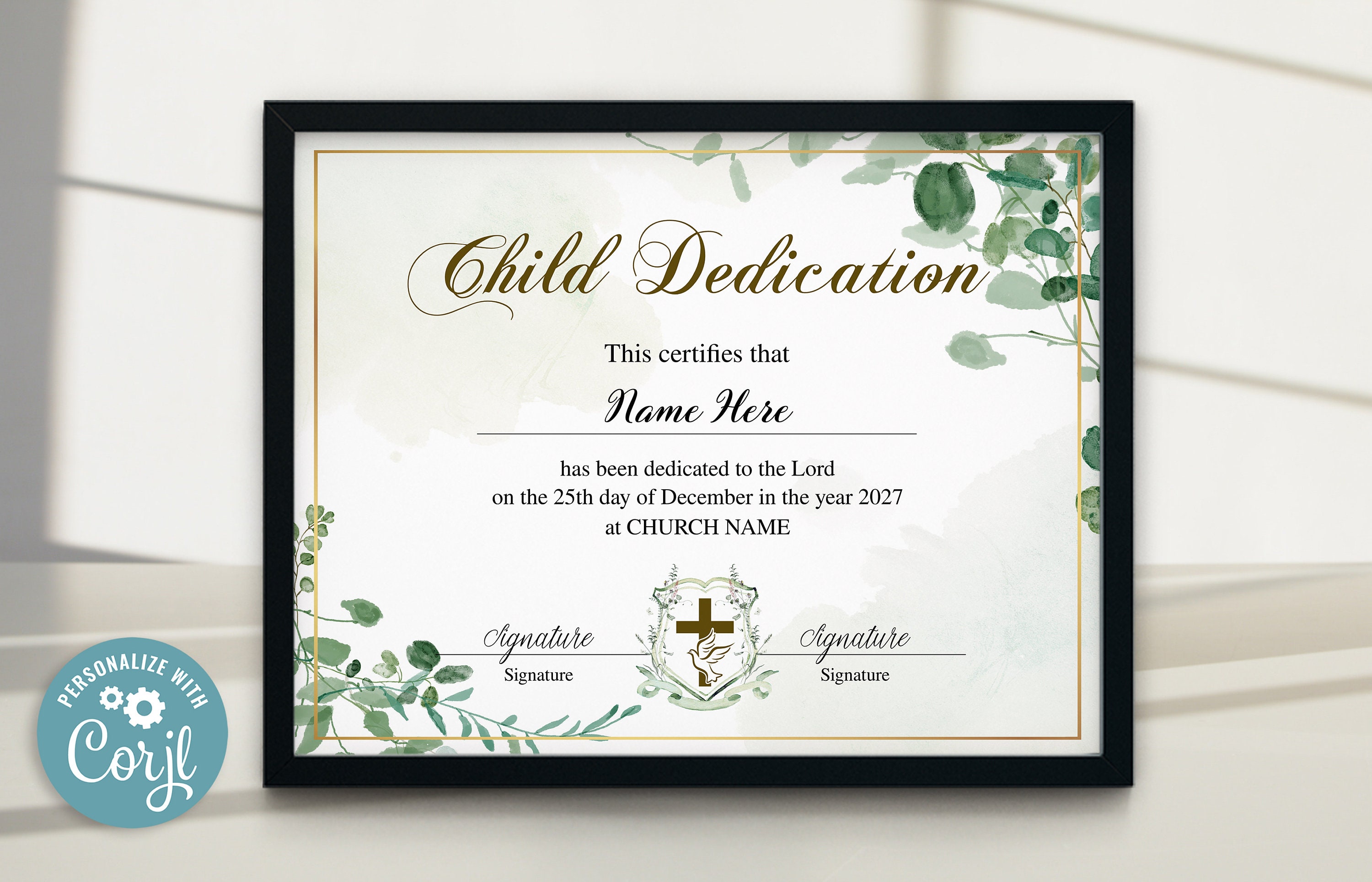 11x8.5 Child Dedication Certificate Printable Child - Etsy