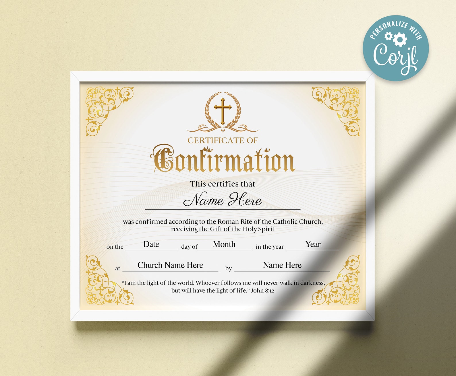 Editable Confirmation Certificate, 11x8.5 Certificate of Confirmation ...