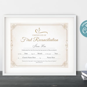 Printable First Confession Certificate, First Reconciliation ...