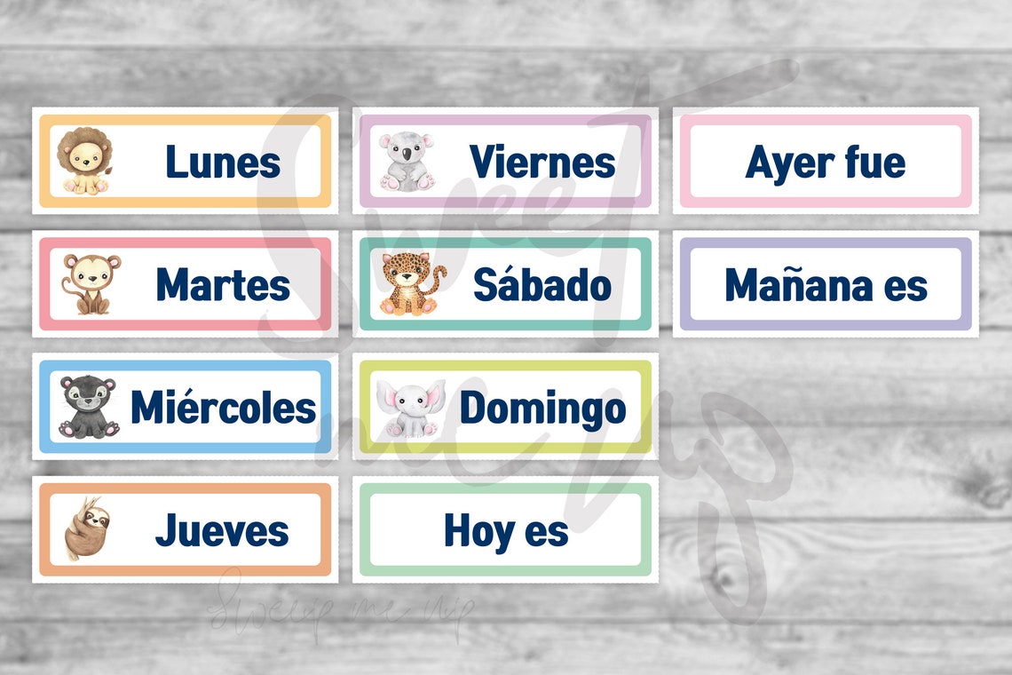 Spanish Days of the Week Printable Spanish Days of the Week - Etsy