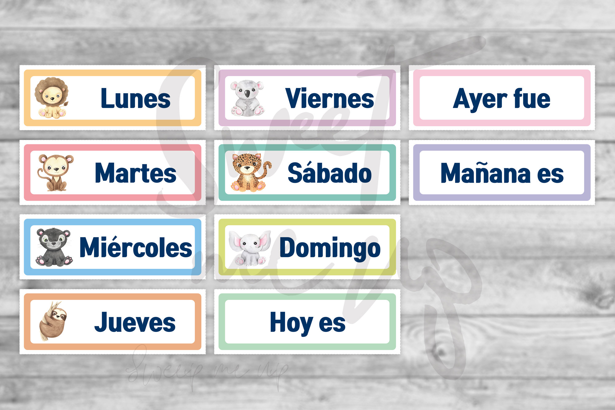 Spanish Days of the Week Printable, Spanish Days of the Week Safari ...