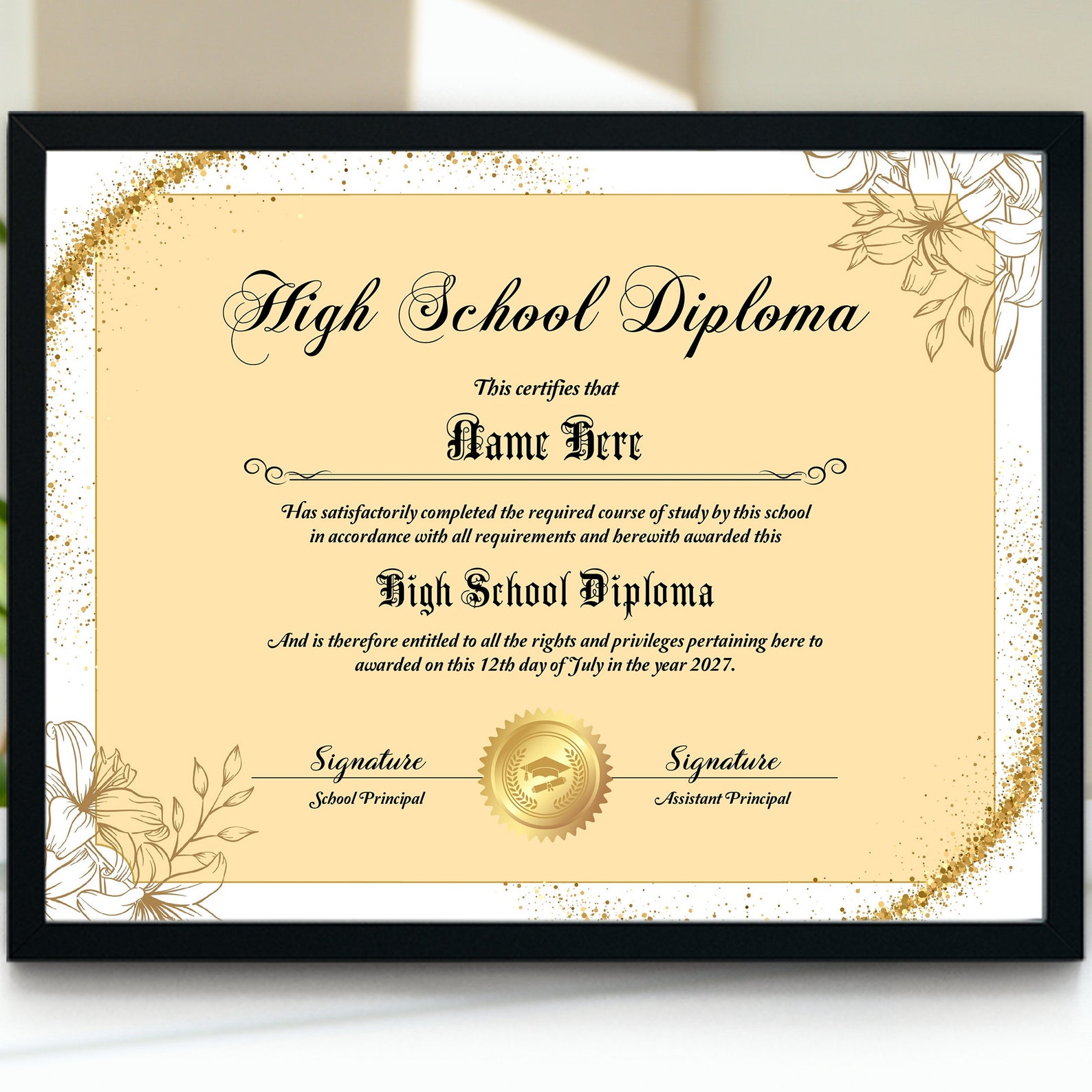 High School Diploma, Printable Home School Diploma, Editable Diploma ...