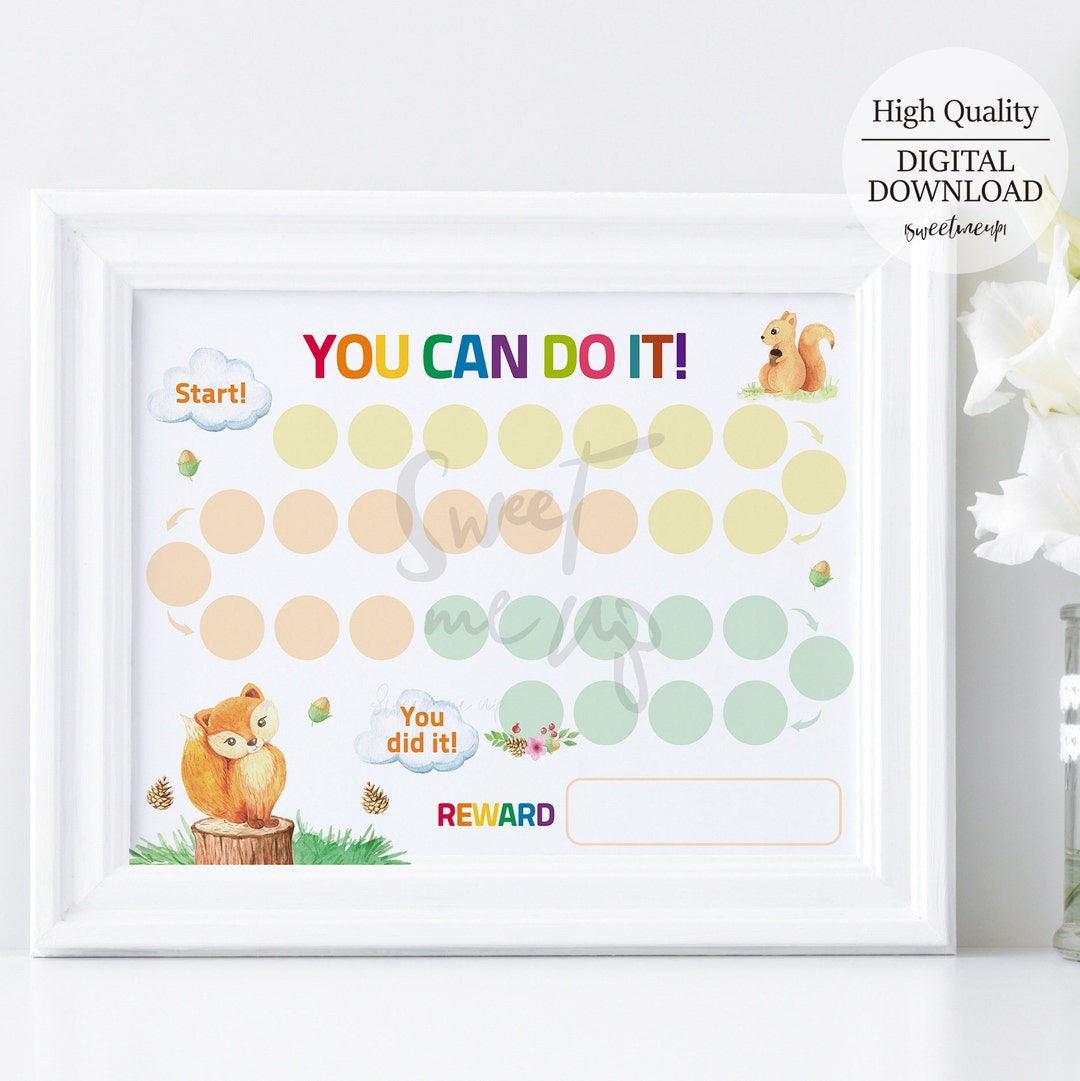 Printable Fox and Squirrel Reward Chart, Fox and Squirrel Sticker Chart ...