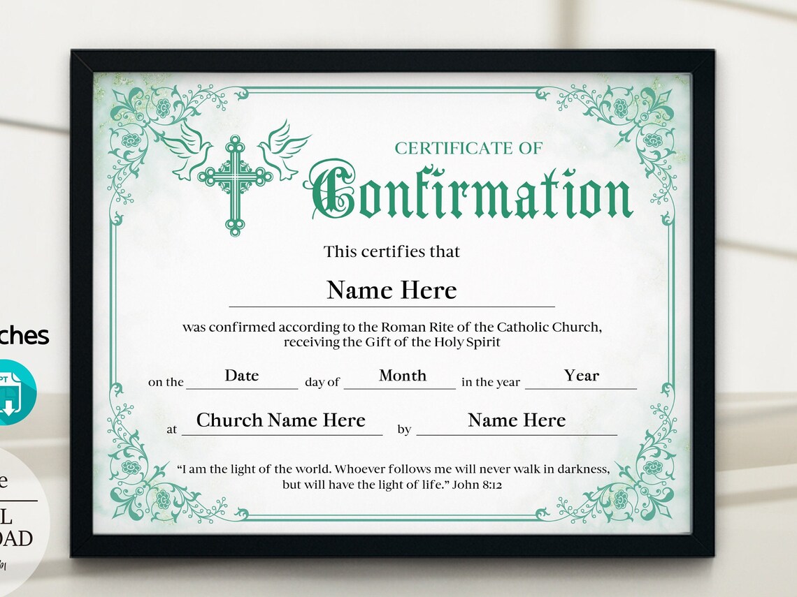 11x8.5 Confirmation Certificate PPT PDF Editable and - Etsy
