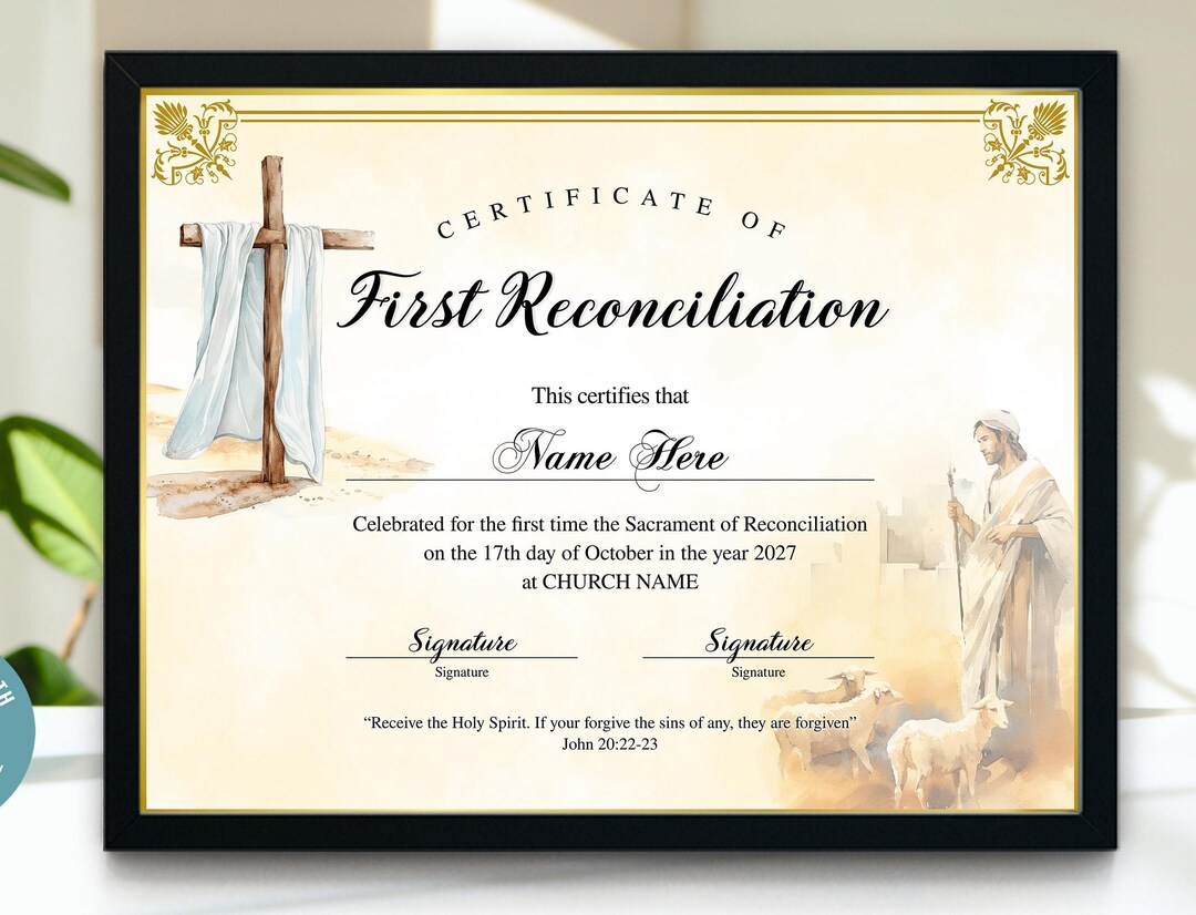 11x8.5 First Reconciliation Certificate, Religious Supply Traditional ...