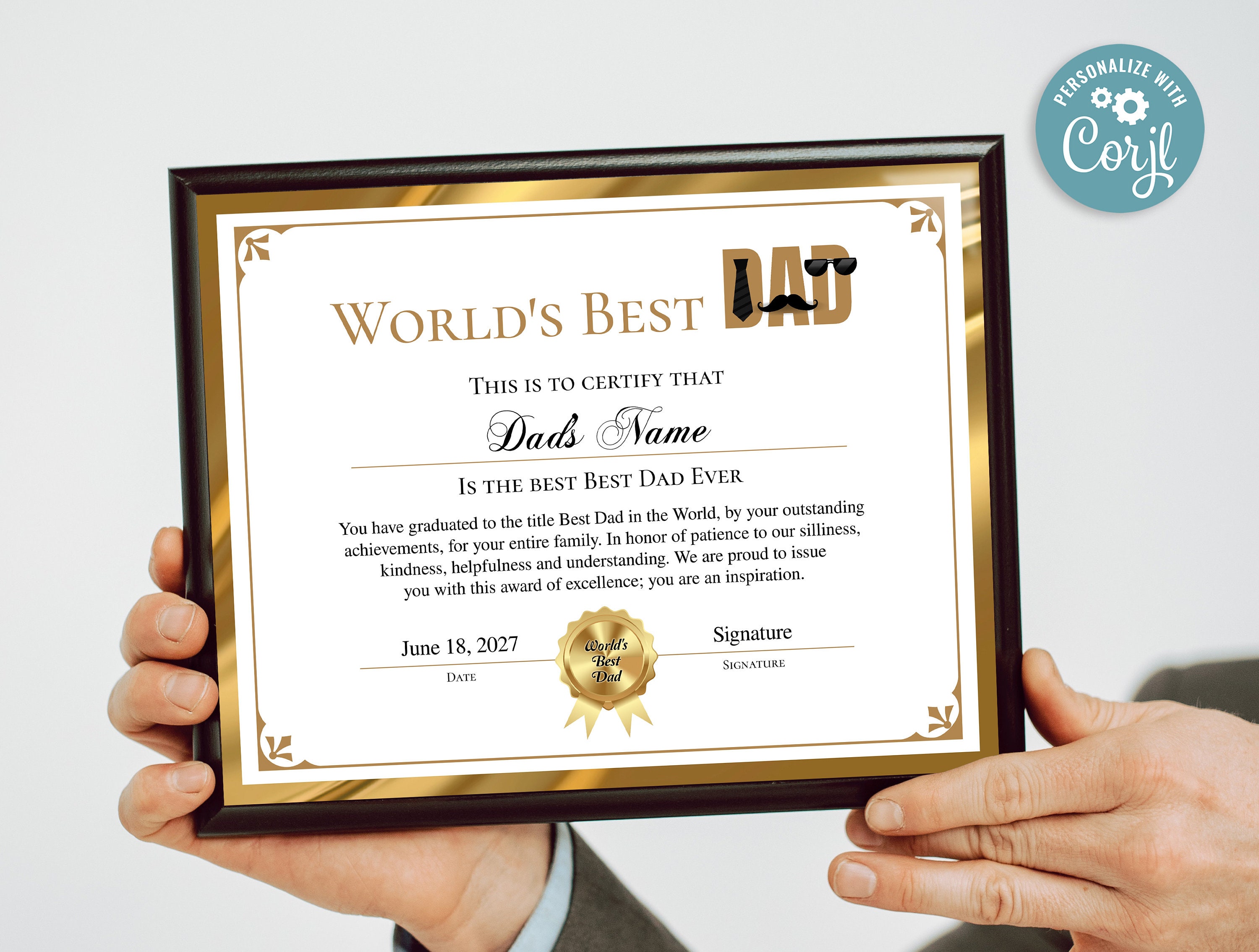 World's Best Dad Certificate Award Best Dad Award - Etsy