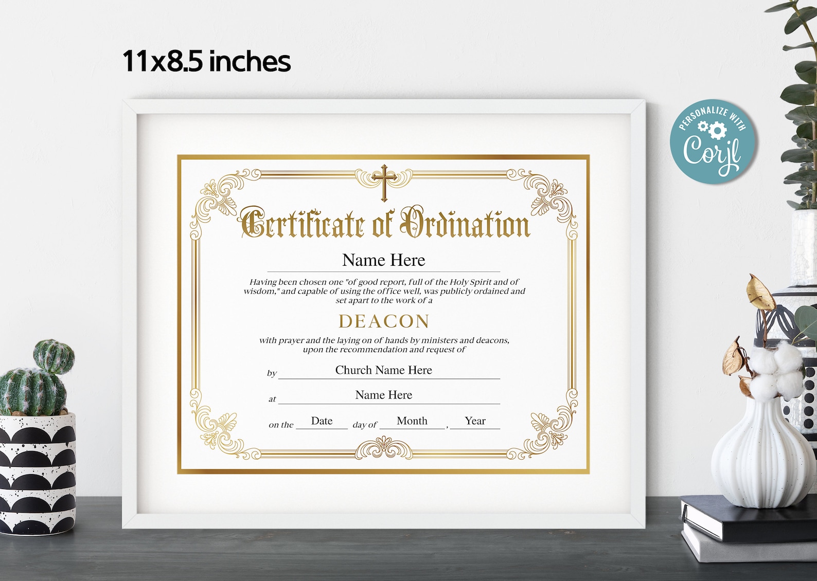 Deacon Ordination Certificate Template, Printable Certificate of ...