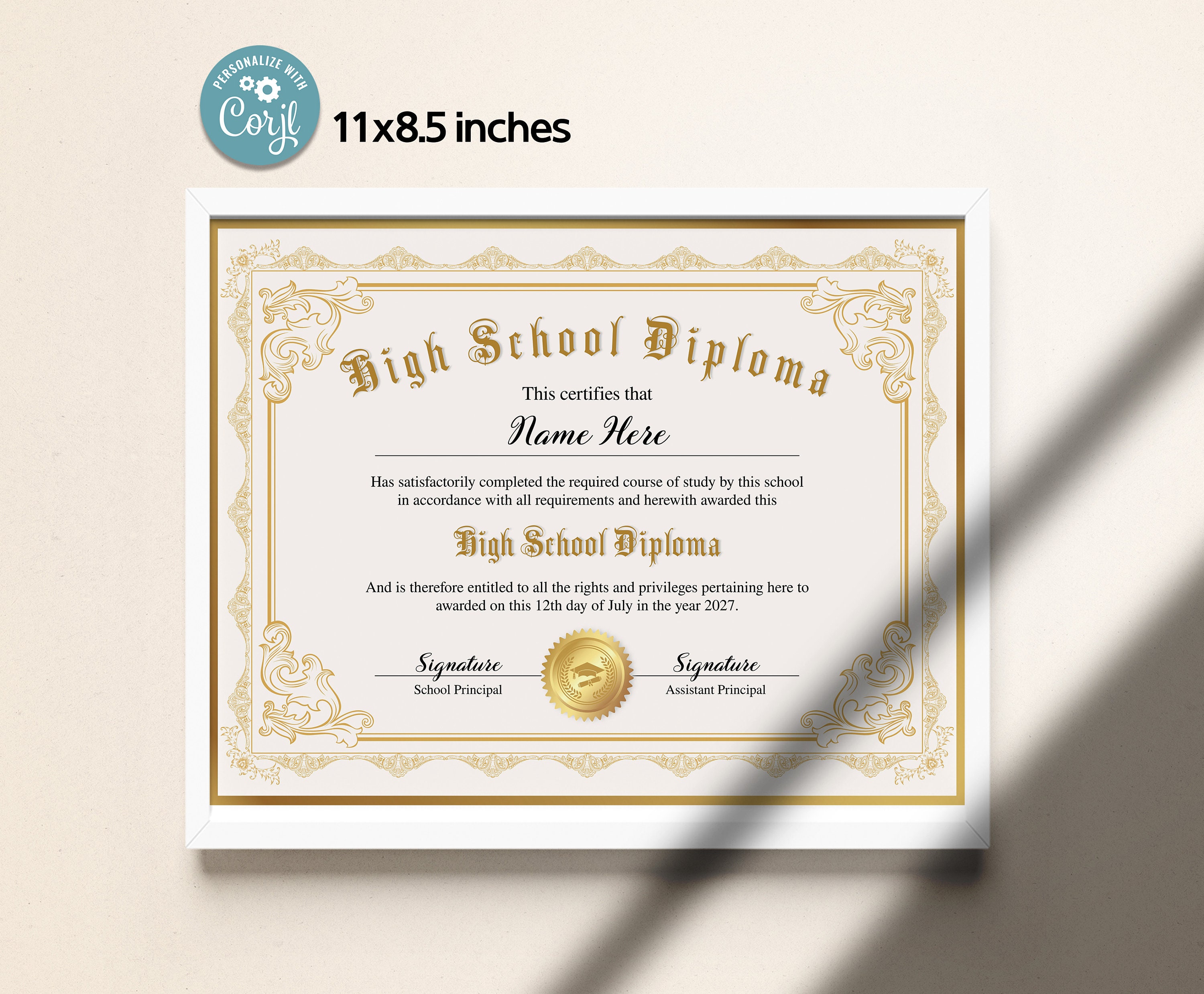 Editable High School Diploma Template Printable (Download Now) - Etsy Editable High School Diploma Template Printable (Download Now) - Etsy