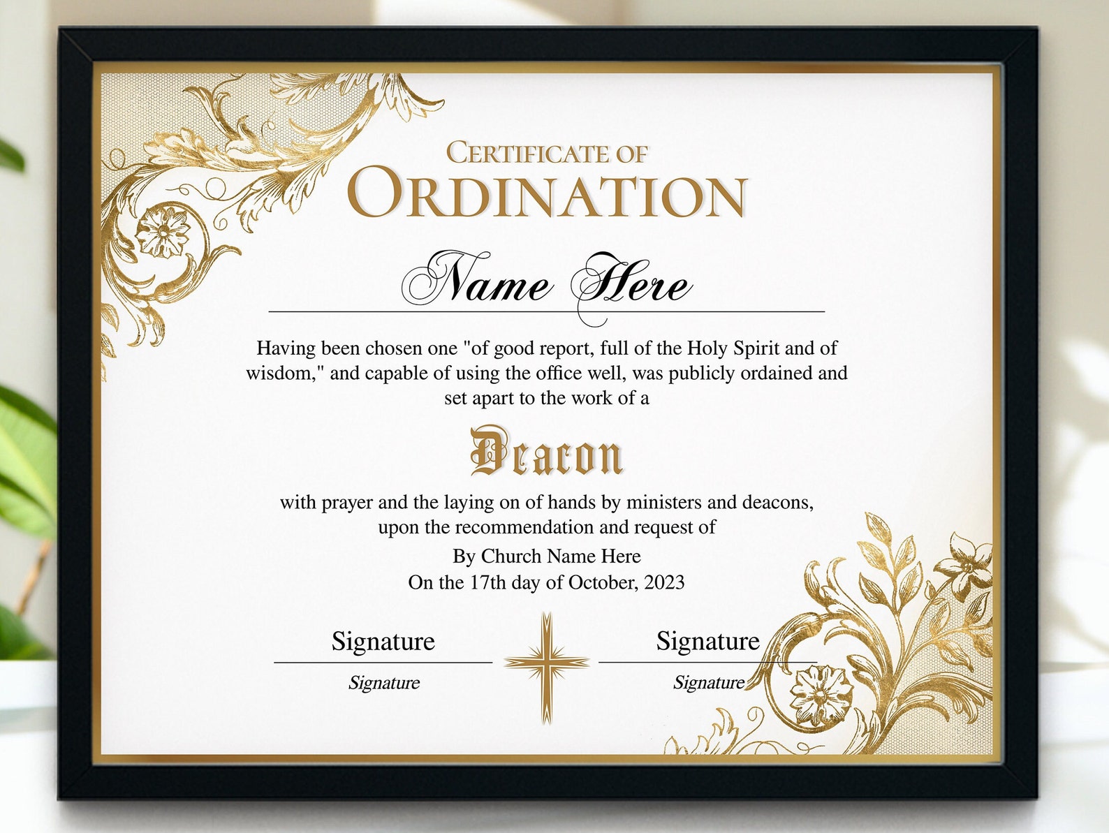 Deacon Ordination Certificate, Elegant Ordination Certificate ...