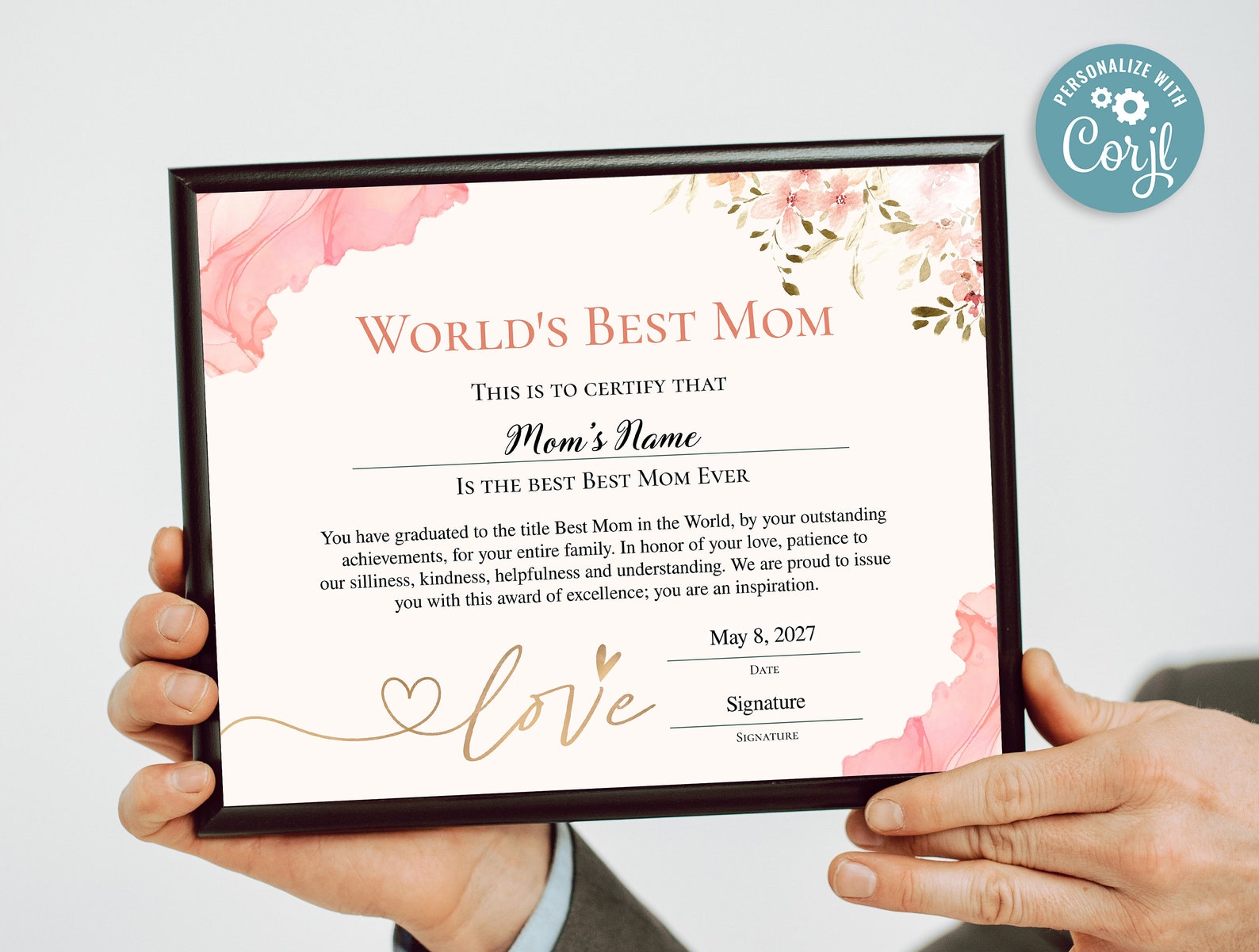Editable Best Mom Certificate Best Mom Mother's Day Award - Etsy