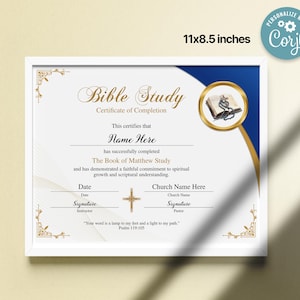 Bible Study Certificate of Completion Template, Religious Award for ...