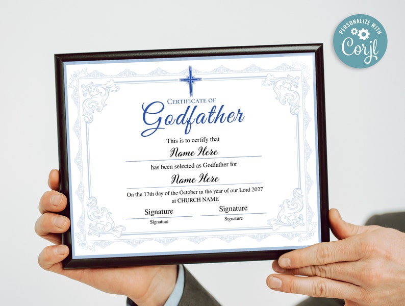 Godfather Certificate Template, Printable Editable Godfather ...