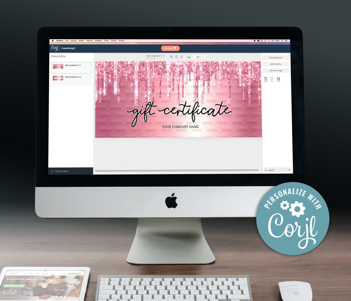 Pink Gift Certificate Sparkle Glitter Drips Modern Beauty - Etsy