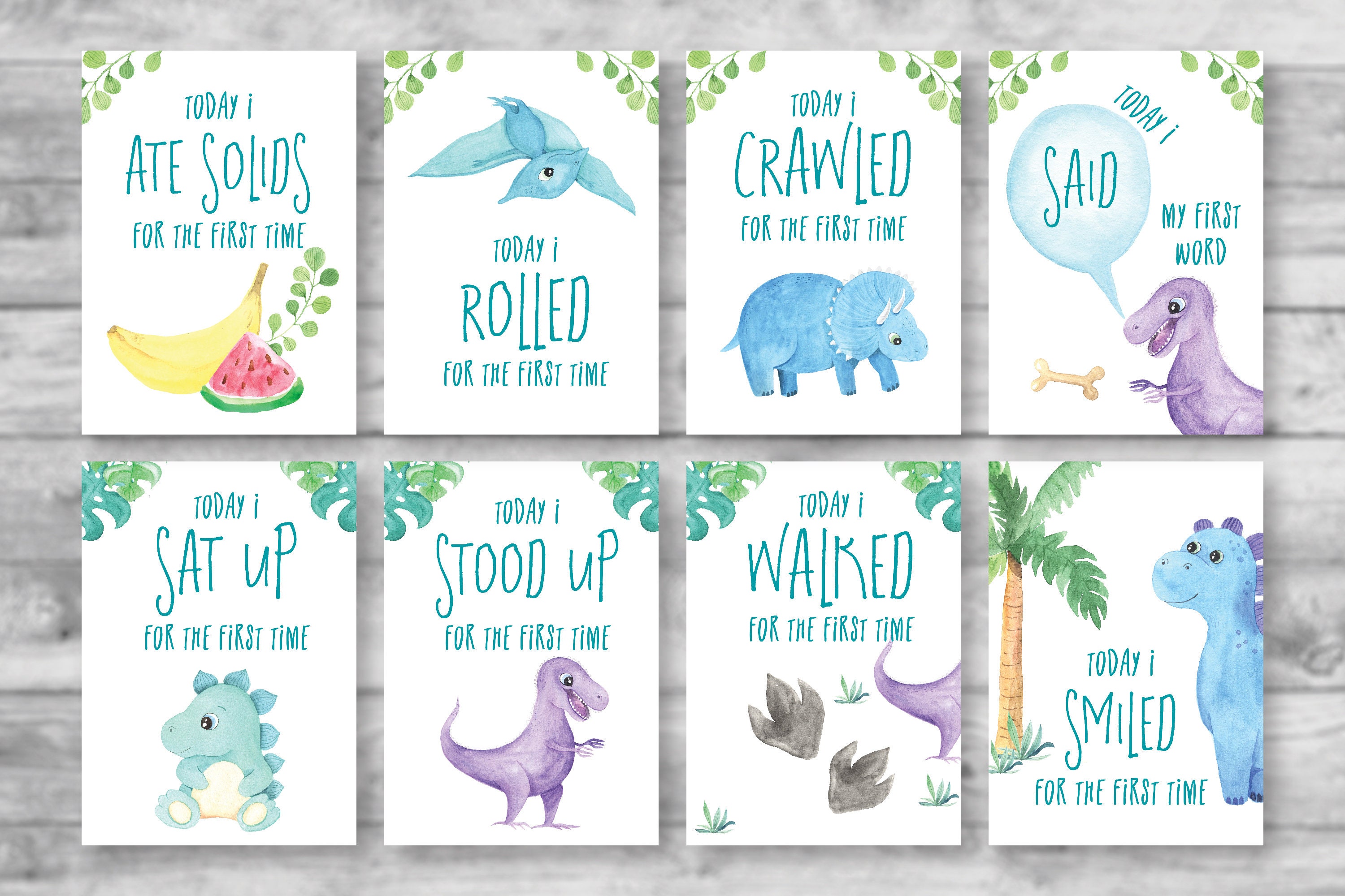Dinosaur Baby Milestone Cards Unisex Boy Girl Milestone | Etsy