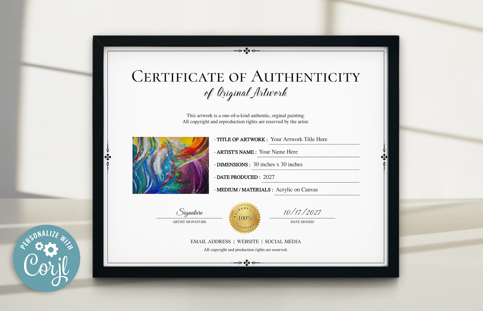 Editable Certificate of Authenticity Certificate of - Etsy