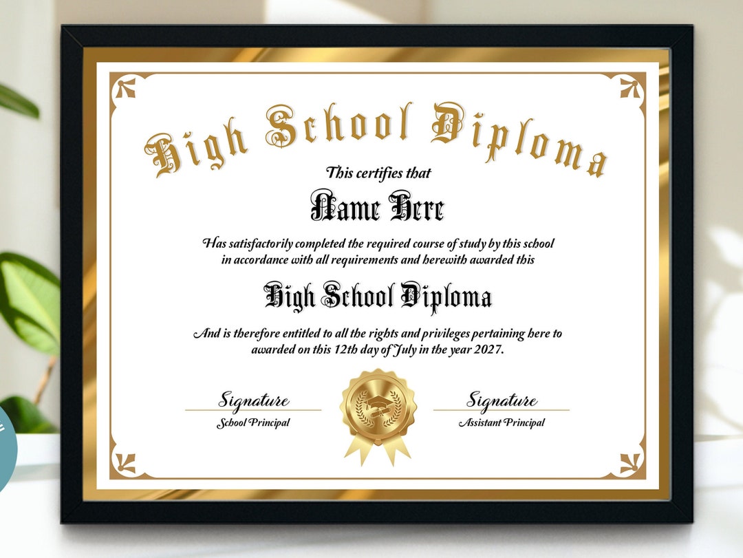 High School Diploma Template Printable Editable Home School - Etsy