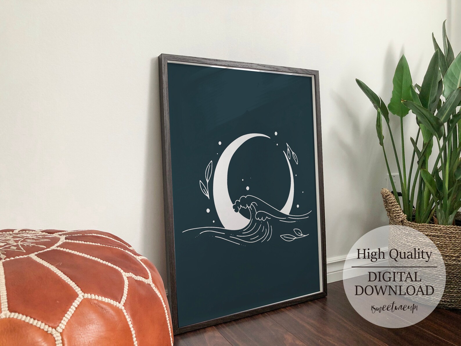Boho Crescent Moon Art Print Printable Moon Wall Art Set of | Etsy