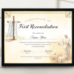 11x8.5 First Reconciliation Certificate, Religious Supply Traditional ...